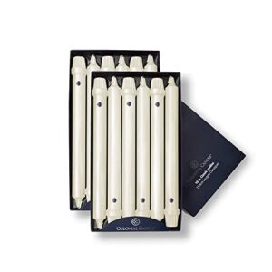 colonial candle unscented taper candle, classic collection, ivory, 10 in, pack of 12 – up to 8 hours burn