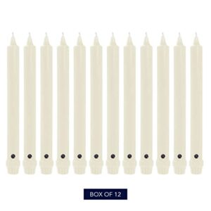 Colonial Candle Unscented Taper Candle, Classic Collection, Ivory, 10 In, Pack of 12 - Up to 8 Hours Burn