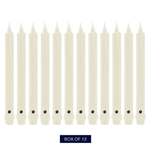 Colonial Candle Unscented Taper Candle, Classic Collection, Ivory, 10 In, Pack of 12 - Up to 8 Hours Burn