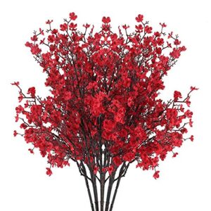 ailanda 6 bundles babys breath artificial flowers red real touch faux gypsophila bouquet fake silk plants decor for home wedding bouquets floral arrangement party table decoration