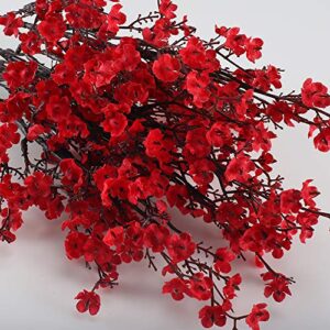 AILANDA 6 Bundles Babys Breath Artificial Flowers Red Real Touch Faux Gypsophila Bouquet Fake Silk Plants Decor for Home Wedding Bouquets Floral Arrangement Party Table Decoration