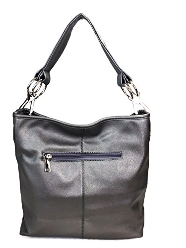 Zzfab Sparkle Gem Chevron Rhinestone Hobo Bag with Extra Shoulder Strap -Dark Pewter