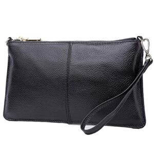 lecxci leather crossbody purses clutch phone wallets with card slots for women (black)