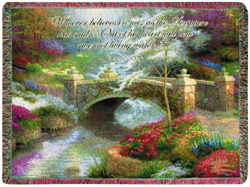 Manual Inspirational Collection Tapestry Throw with Verse, Bridge of Hope by Thomas Kinkade, 60 X 50-Inch