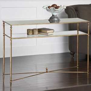 Uttermost Henzler Glass and Gold Leaf Console Table