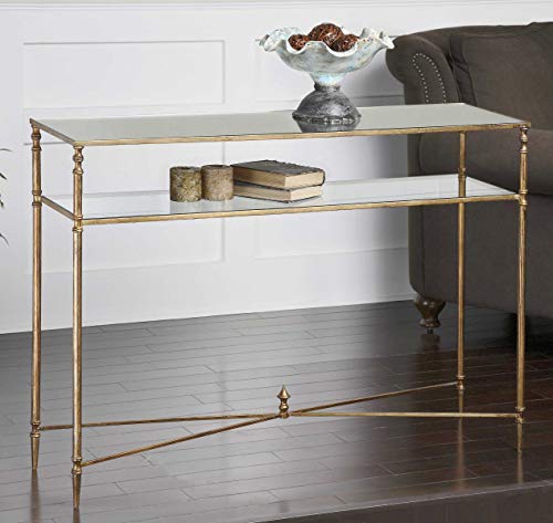 Uttermost Henzler Glass and Gold Leaf Console Table