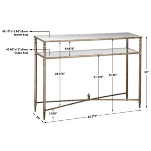 Uttermost Henzler Glass and Gold Leaf Console Table