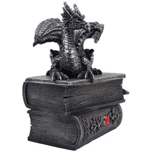 Mythical Guardian Dragon Trinket Box Statue with Hidden Book Storage Compartment for Decorative Gothic & Medieval Décor and Figurines As Jewelry Boxes or Fantasy Gifts for Office Study-Library