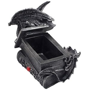 Mythical Guardian Dragon Trinket Box Statue with Hidden Book Storage Compartment for Decorative Gothic & Medieval Décor and Figurines As Jewelry Boxes or Fantasy Gifts for Office Study-Library