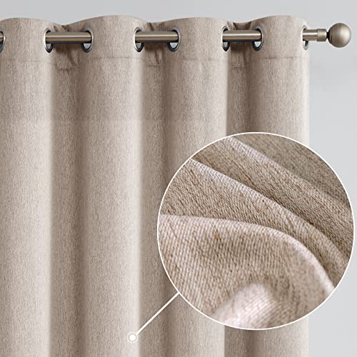 JINCHAN Curtains for Bedroom Living Room Window 63 Inch Length Light Filtering Farmhouse Country Curtains Grommet Top Drapes 2 Panels Heathered Taupe