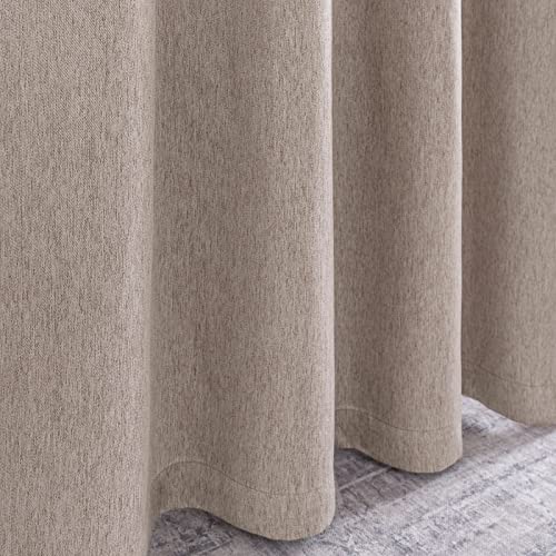 JINCHAN Curtains for Bedroom Living Room Window 63 Inch Length Light Filtering Farmhouse Country Curtains Grommet Top Drapes 2 Panels Heathered Taupe