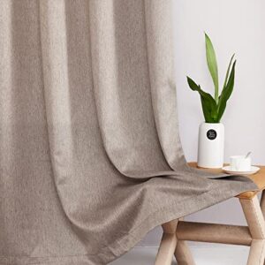 JINCHAN Curtains for Bedroom Living Room Window 63 Inch Length Light Filtering Farmhouse Country Curtains Grommet Top Drapes 2 Panels Heathered Taupe