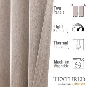 JINCHAN Curtains for Bedroom Living Room Window 63 Inch Length Light Filtering Farmhouse Country Curtains Grommet Top Drapes 2 Panels Heathered Taupe