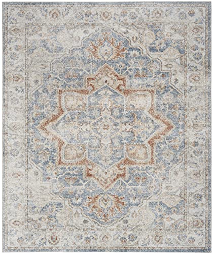 Nourison Astra Machine Washable Persian Denim Multi 7'10" x 10' Area -Rug, Easy -Cleaning, Non Shedding, Bed Room, Living Room, Dining Room, Kitchen (8x10)