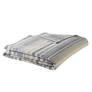 eddie bauer – king blanket, lightweight cotton bedding, home decor for all seasons (herringbone blue stripe, king)