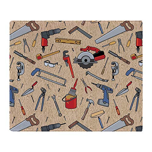 CafePress Work Tools On Wood Throw Blanket Super Soft Fleece Plush Throw Blanket, 60"x50"