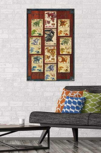 Trends International Dungeons Dragon Grid Wall Poster, 22.375" x 34", Premium Unframed Version