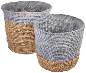 bloomingville set of 2 beige & grey natural seagrass baskets, natural & grey