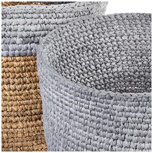 Bloomingville Set of 2 Beige & Grey Natural Seagrass Baskets, Natural & Grey