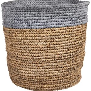 Bloomingville Set of 2 Beige & Grey Natural Seagrass Baskets, Natural & Grey