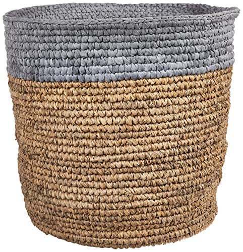 Bloomingville Set of 2 Beige & Grey Natural Seagrass Baskets, Natural & Grey