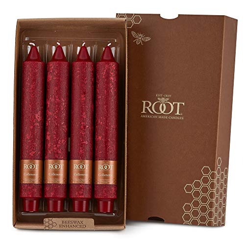 Root Candles 51978 Unscented Timberline Collenette 9-Inch Dinner Candles, 4-Count, Garnet