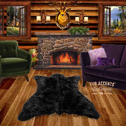 Fur Accents Faux Bear Skin Rug Faux Fur (5'x8', Black Bear)