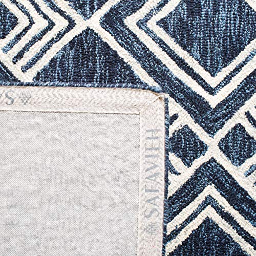 SAFAVIEH Micro-Loop Collection 5' x 8' Navy/Ivory MLP154N Handmade Moroccan Tribal Premium Wool Area Rug