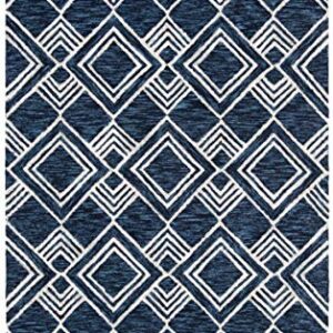 SAFAVIEH Micro-Loop Collection 5' x 8' Navy/Ivory MLP154N Handmade Moroccan Tribal Premium Wool Area Rug