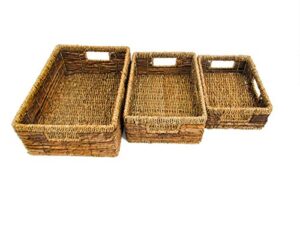 trademark innovations banana leaf nesting basket organizer set with handles (set of 3)