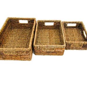 Trademark Innovations Banana Leaf Nesting Basket Organizer Set with Handles (Set of 3)