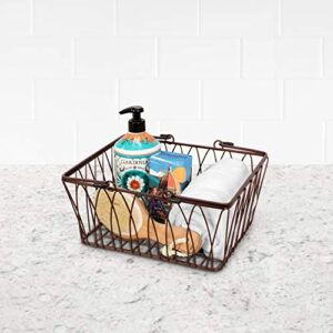 Spectrum Diversified Twist Storage Handles, Modern Farmhouse Décor Farmer’s Market-Style Wire Basket for Organizing Bathroom, Pantry & Craft Room, Medium, Bronze