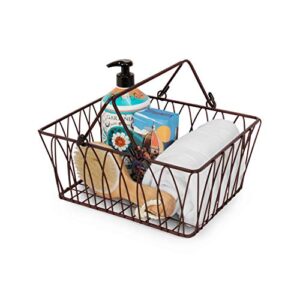 Spectrum Diversified Twist Storage Handles, Modern Farmhouse Décor Farmer’s Market-Style Wire Basket for Organizing Bathroom, Pantry & Craft Room, Medium, Bronze