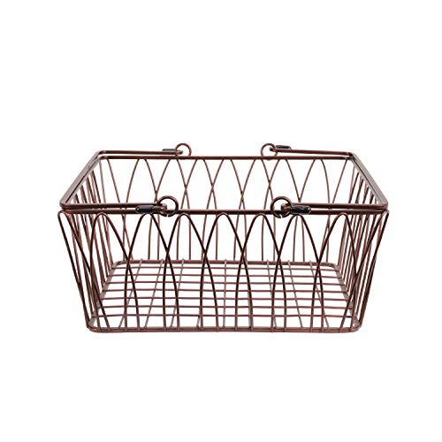 Spectrum Diversified Twist Storage Handles, Modern Farmhouse Décor Farmer’s Market-Style Wire Basket for Organizing Bathroom, Pantry & Craft Room, Medium, Bronze