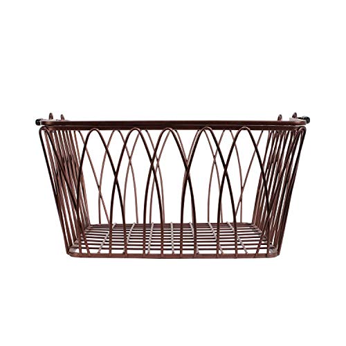 Spectrum Diversified Twist Storage Handles, Modern Farmhouse Décor Farmer’s Market-Style Wire Basket for Organizing Bathroom, Pantry & Craft Room, Medium, Bronze