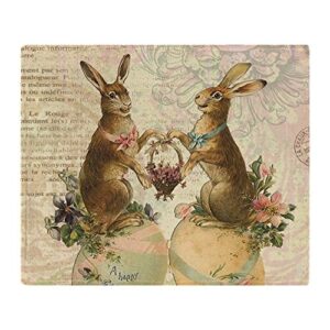 cafepress vintage french easter bunnies throw blanket super soft fleece plush throw blanket, 60″x50″