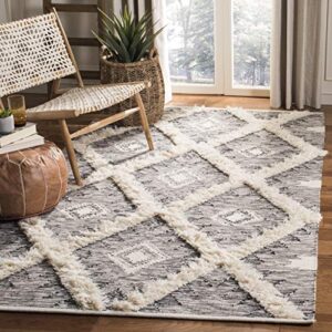 safavieh kenya collection 9′ x 12′ black/ivory kny455z handmade moroccan boho tribal wool area rug