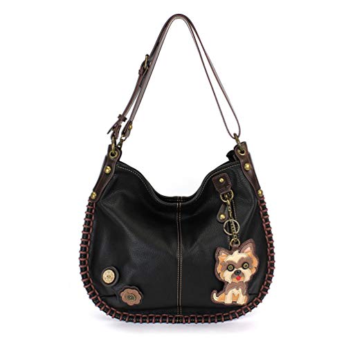 Chala Charming Hobo Crossbody Purse "Yorkshire Terrier" - Dark Brown