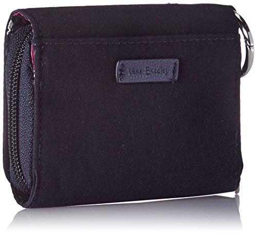 Vera Bradley Women's Microfiber Card Case Wallet With RFID Protection, Classic Navy Embroidered, One Size