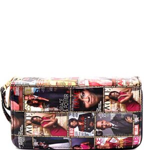 michelle obama magazine print double zipper single zipper patent wristlet wallet cellphone wallet roomy wrist wallet