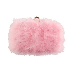 bewaltz posh style fluffy fur clutch faux fur handbag evening clutch pink