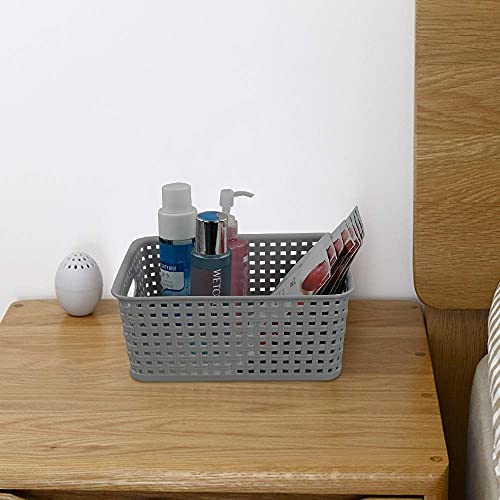 Morcte Grey Plastic Storage Basket, Bin Organizer, 6-Pack