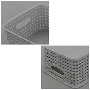 Morcte Grey Plastic Storage Basket, Bin Organizer, 6-Pack