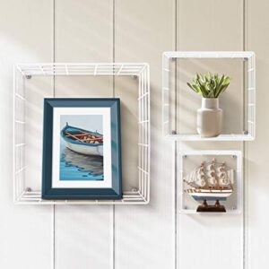 Sorbus Floating Square Shelves (Metal Square - White)