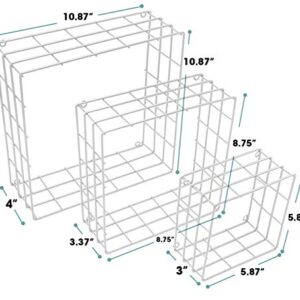 Sorbus Floating Square Shelves (Metal Square - White)