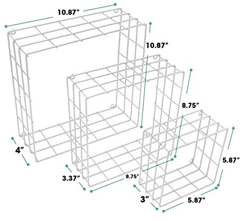 Sorbus Floating Square Shelves (Metal Square - White)