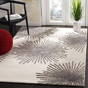 safavieh soho collection 7’6″ x 9’6″ ivory / silver soh712j handmade starburst premium wool & viscose area rug