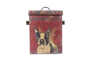 creative co-op vintage metal container with dog illustration and lid, multicolor