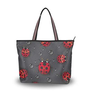 shoulder handbag ladybug rain women handle bag