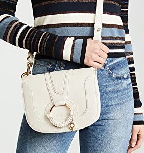 See by Chloe Women's Hana Small Saddle Bag, Cement Beige, Off White, One Size